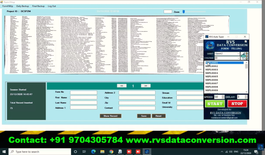 Form Filling Auto typer - RVS Data Conversion