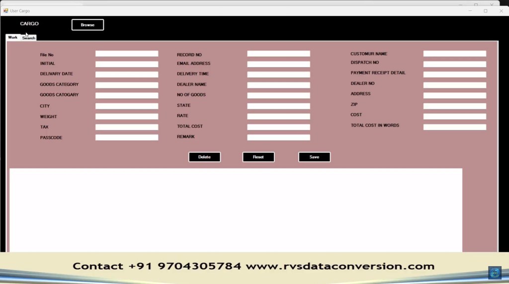 Cargo form filling auto typing software - RVS Data Conversion